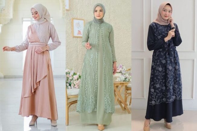 6 Model Gamis Brokat Kombinasi Polos Terbaru – Sumsel Update